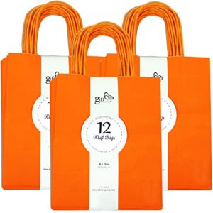 36CT Orange Color Kraft Paper Gift Bags Bulk with Handles [ Ideal for ...